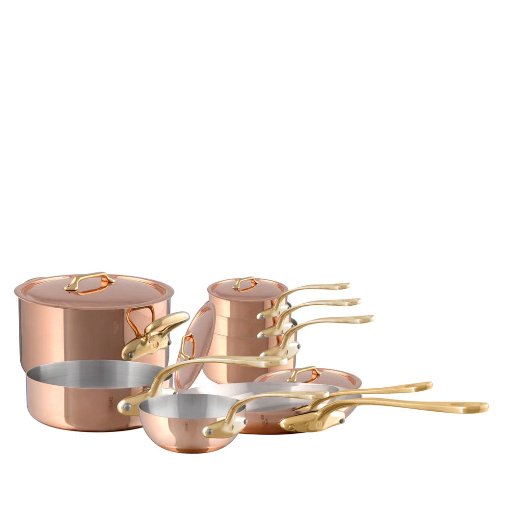 Mauviel M'heritage M200B Copper 12-Piece Cookware w/Lid, Brass Handles ...
