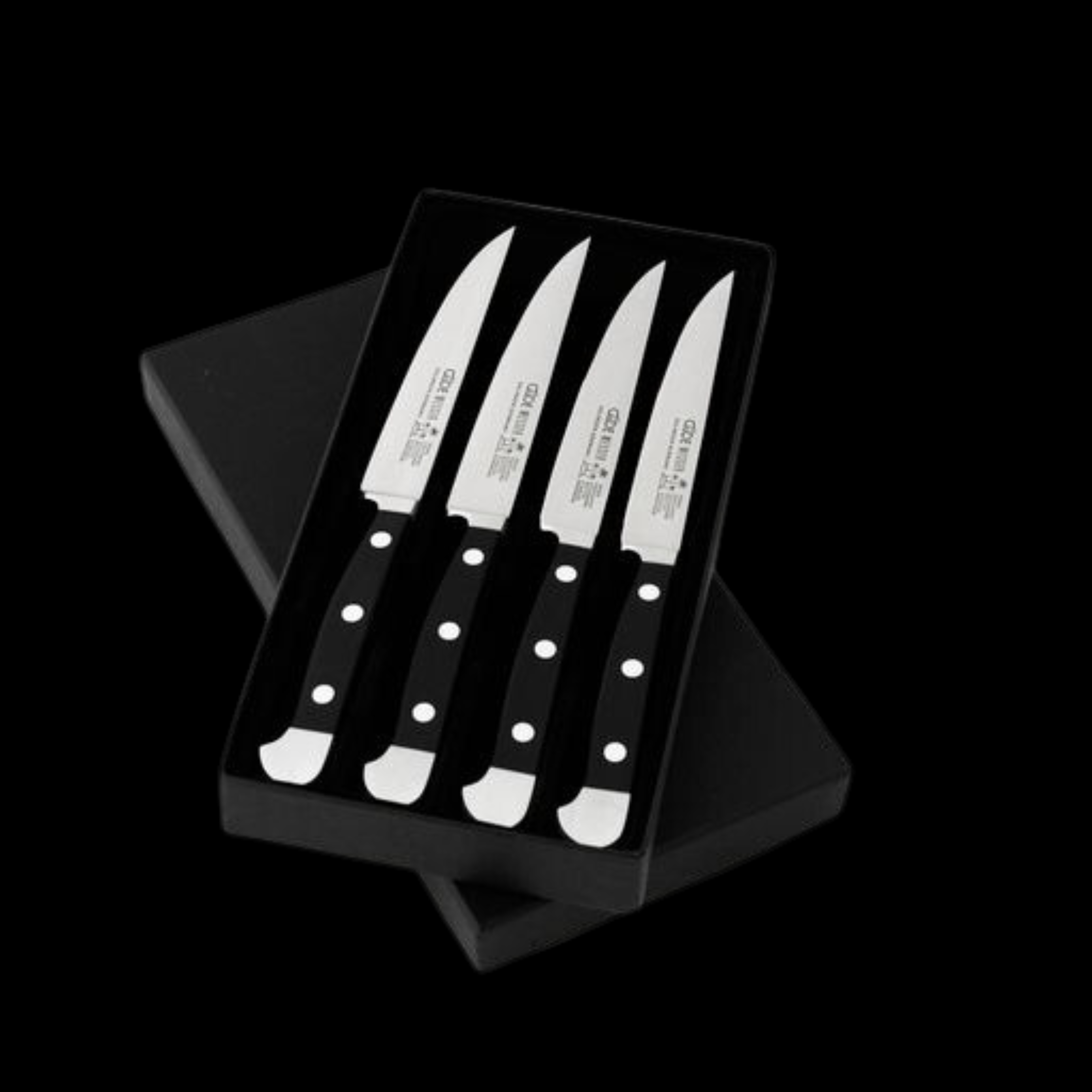 Gude Alpha 4-Piece Steak Knife With Black Hostaform Handle Set ...