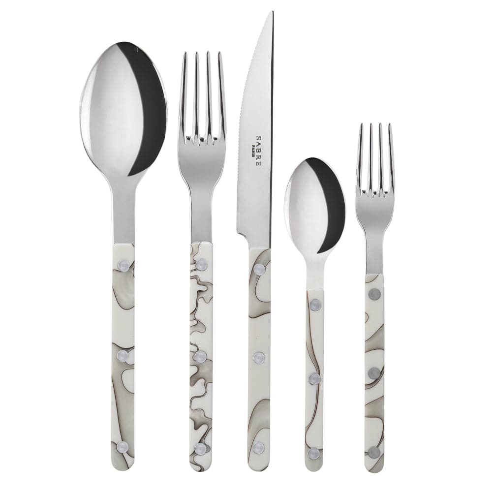 Sabre Bistrot 5-Piece Flatware Set, Dune Ivory | Kitchen Universe