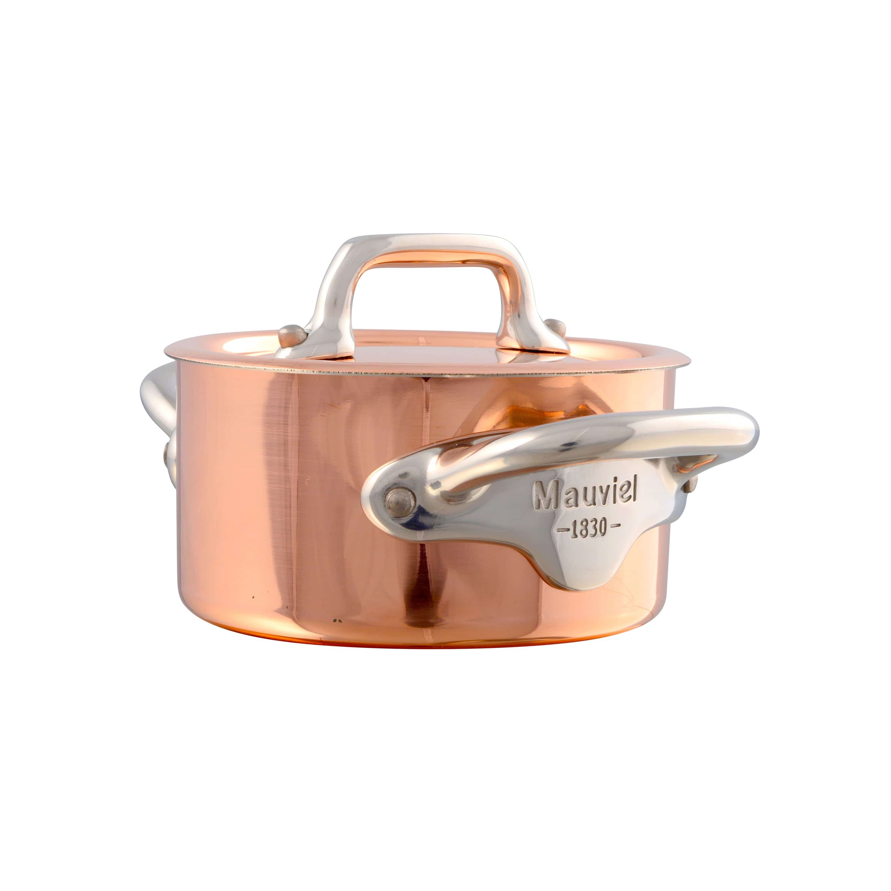 Mauviel M'Mini Copper Cocotte With Lid & Stainless Steel Handles, 0.34 ...