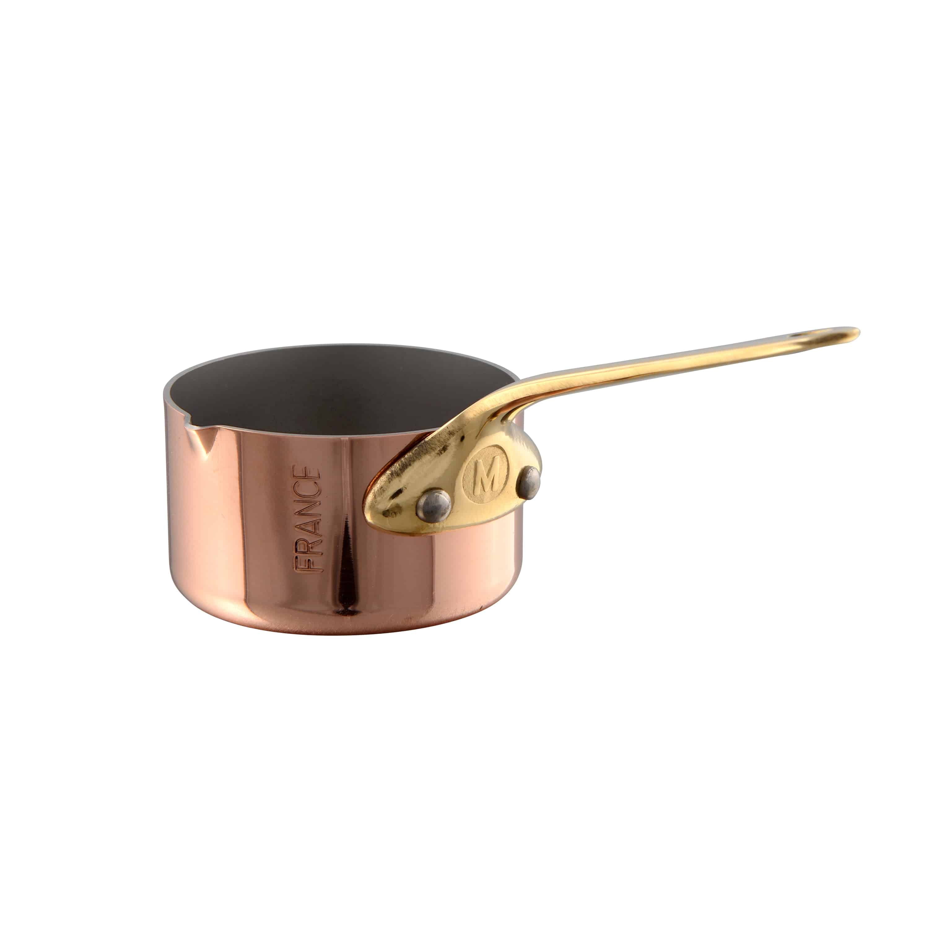 Mauviel M'Mini Copper Sauce Pan With Pouring Spout & Brass Handle, 1.7 ...