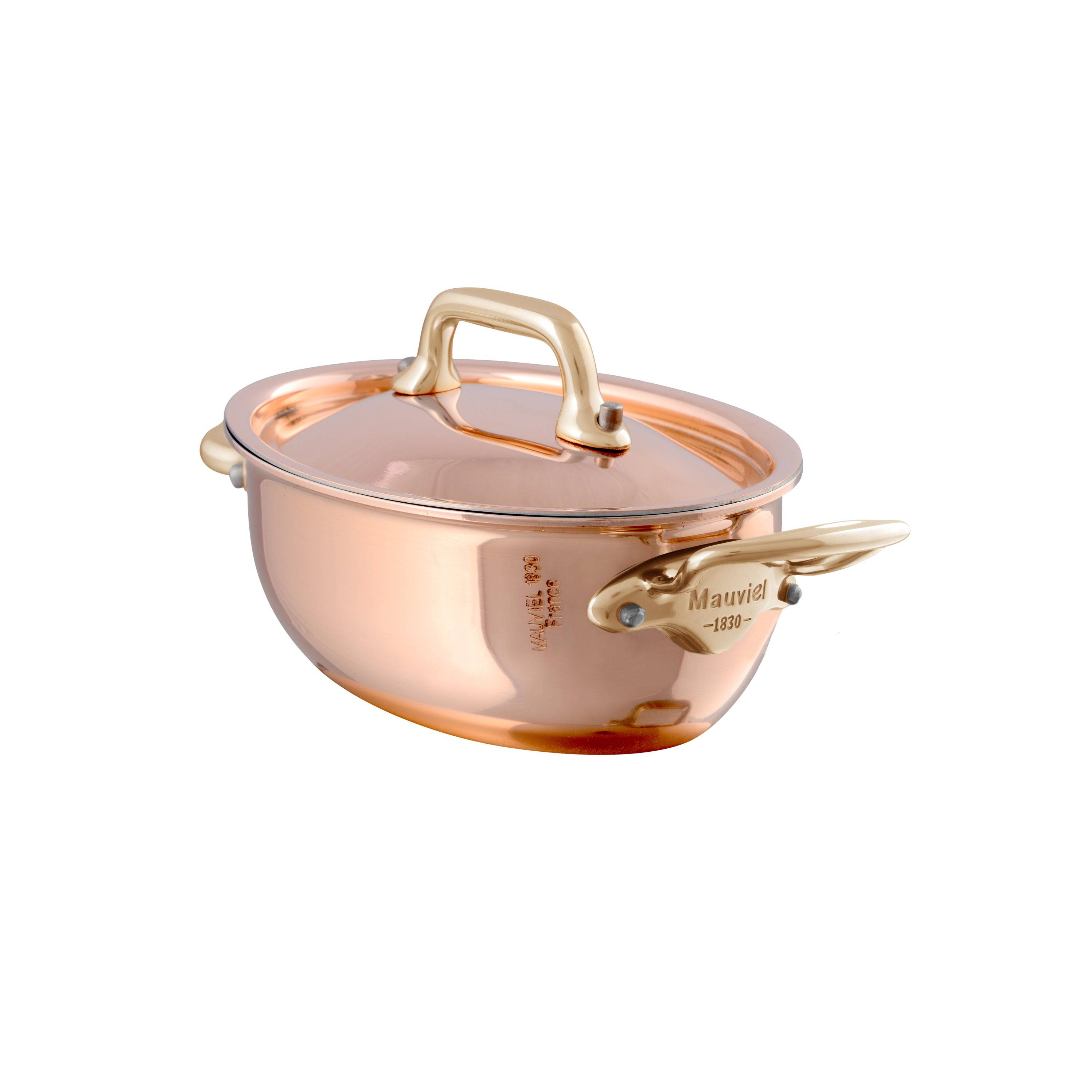 Mauviel M'Mini Oval Copper Cocotte With Lid & Bronze Handles, 0.42-qt ...