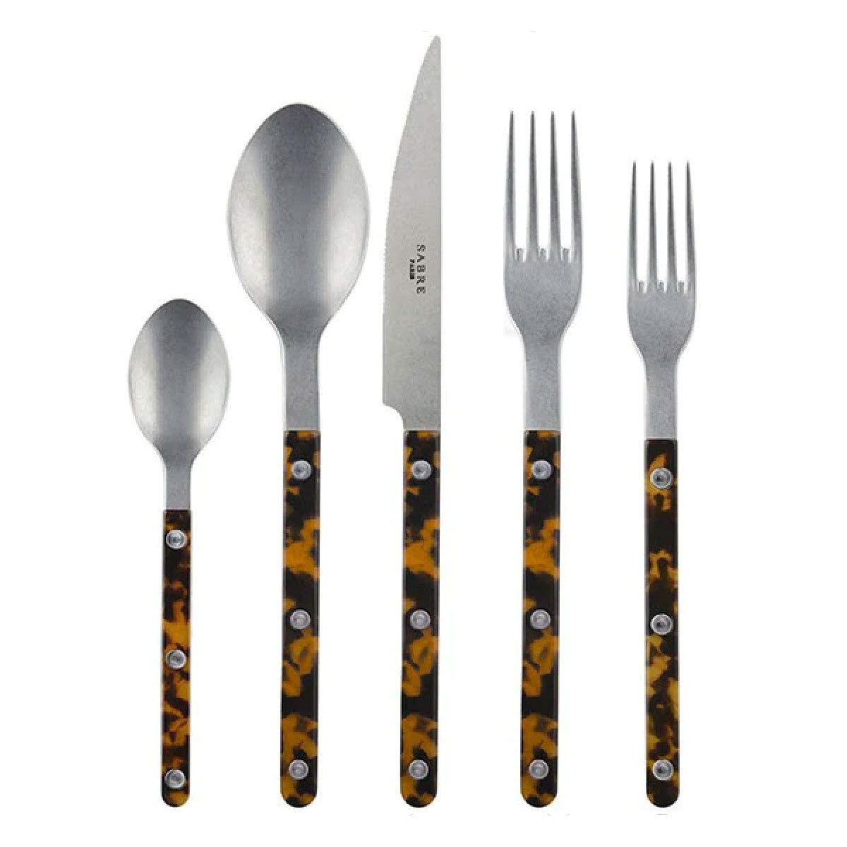 Sabre Bistrot Vintage 5-Piece Flatware Set, Tortoise | Kitchen Universe