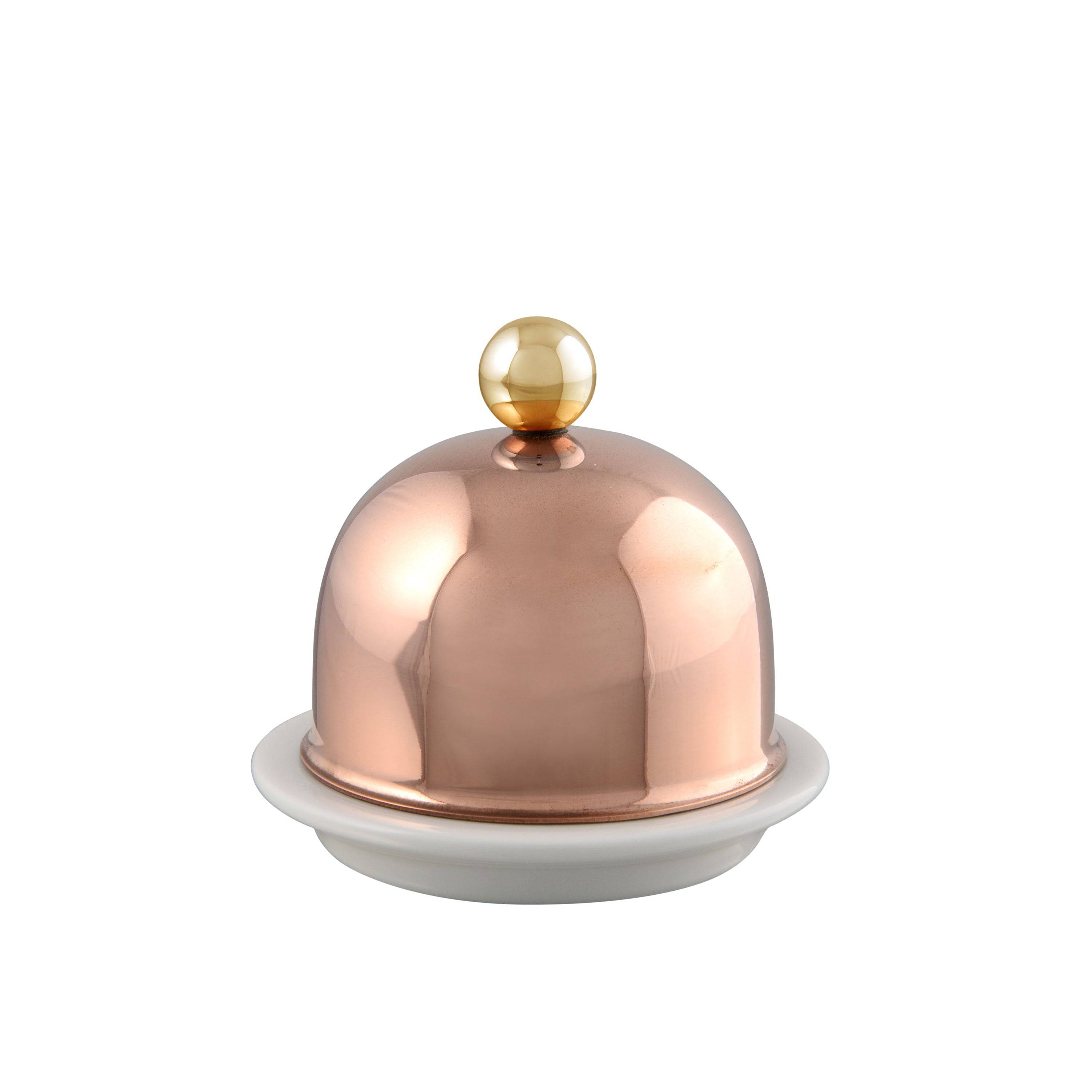 Mauviel M'Tradition Copper & Brass Porcelain Butter Dish | Kitchen Universe